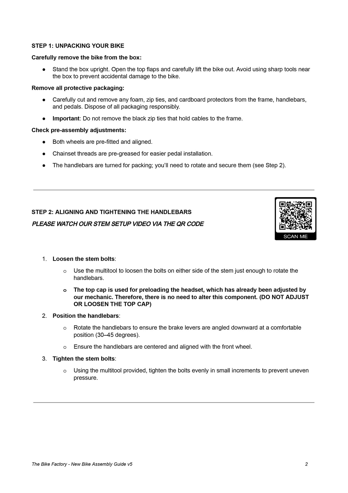 New Bike Assembly Guide | The Bike Factory